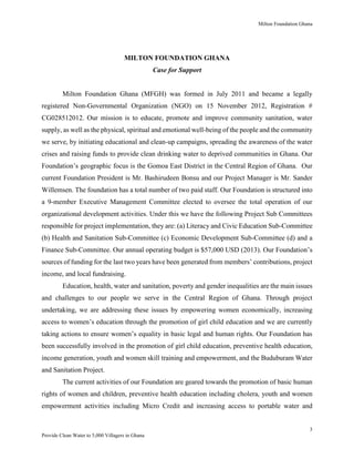 Milton Foundation Ghana Clean Water Project Proposal December 2014 | PDF