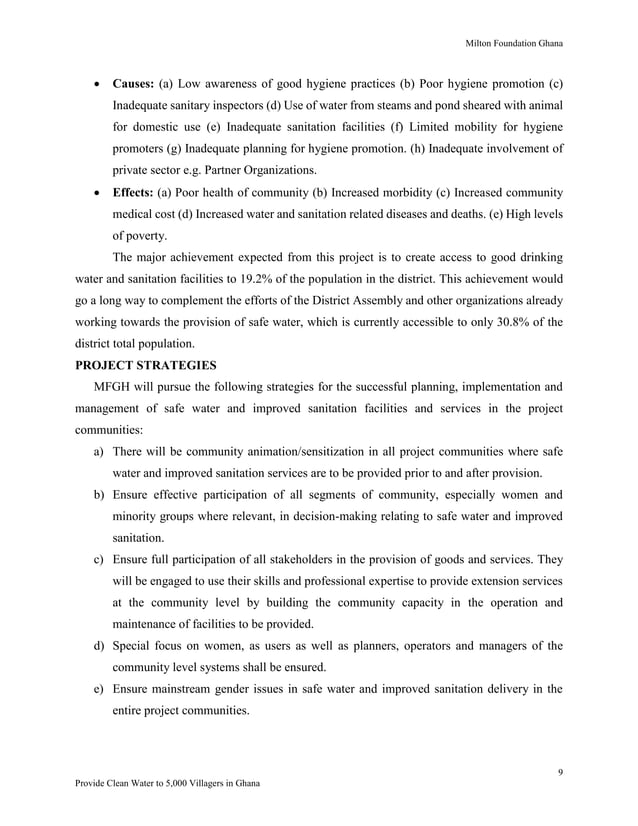 Milton Foundation Ghana Clean Water Project Proposal December 2014 | PDF