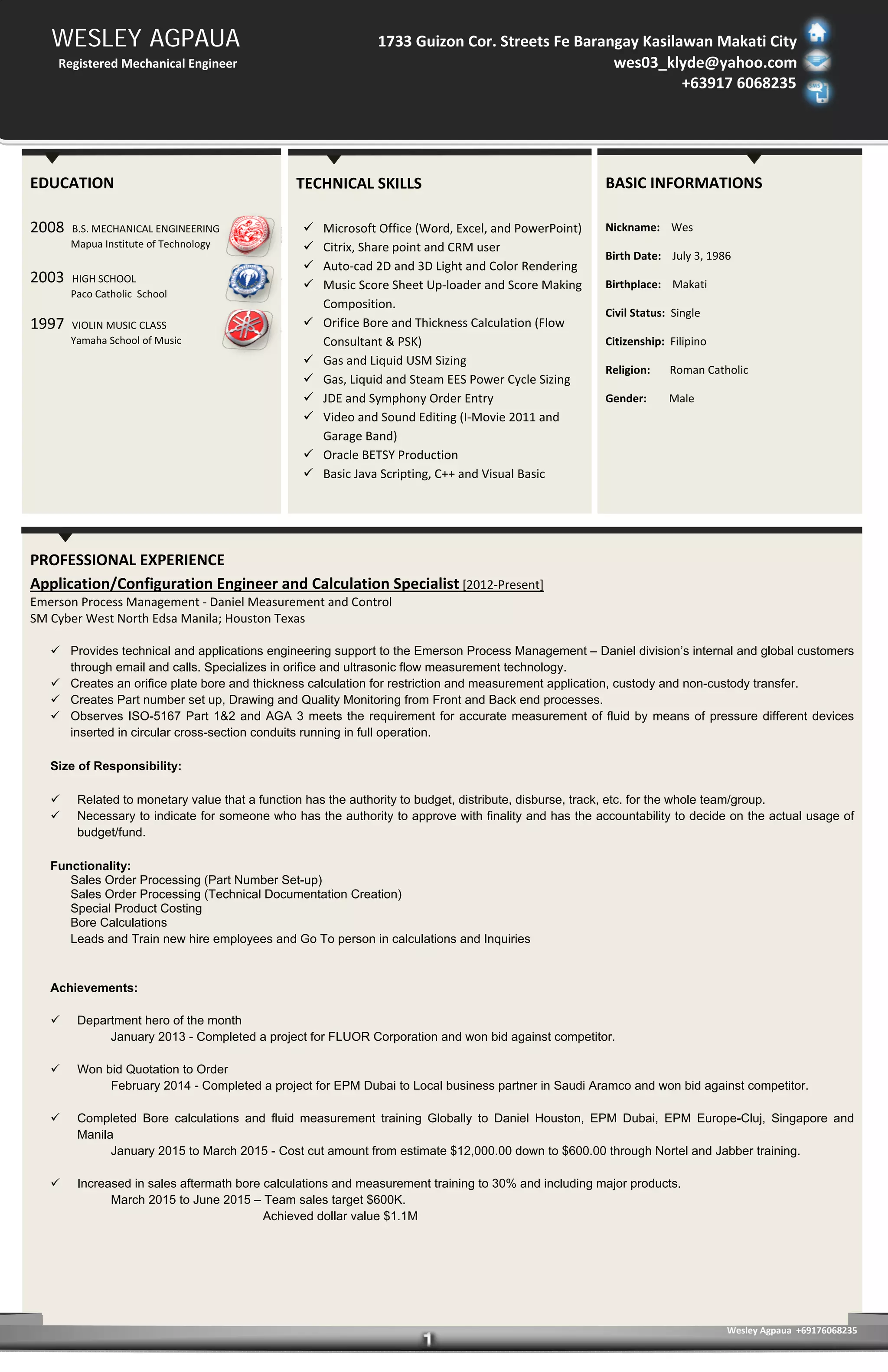 Wesley Agpaua CV | PDF