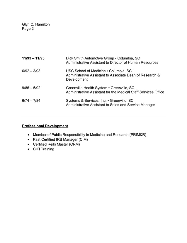 GlynHamiltonresume Nov2016 | PDF