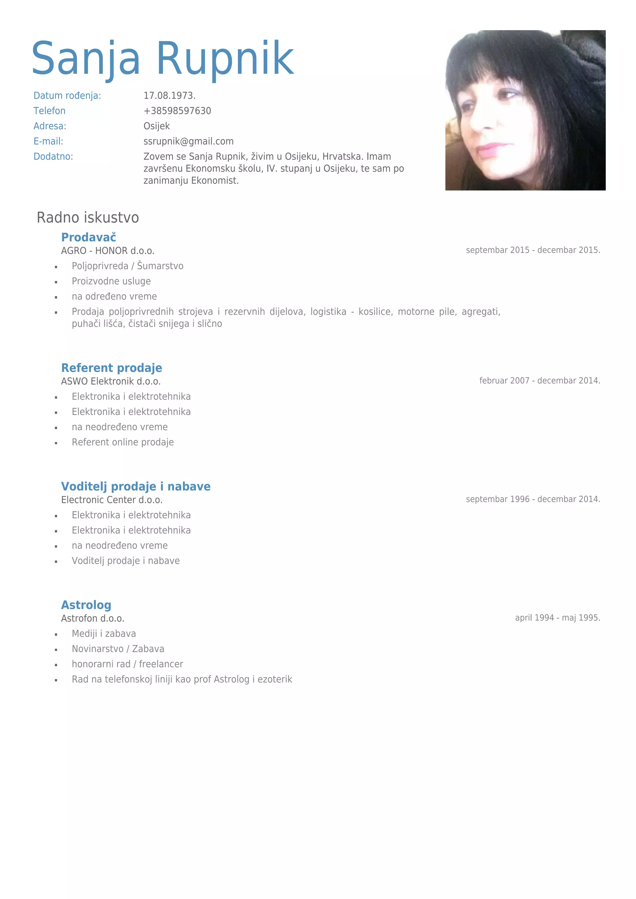 Životopis - Sanja.Rupnik-CV (1) SR 2016 04 | PDF