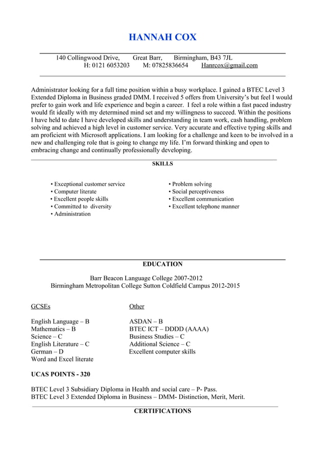 Hans Cv July 2016 | PDF