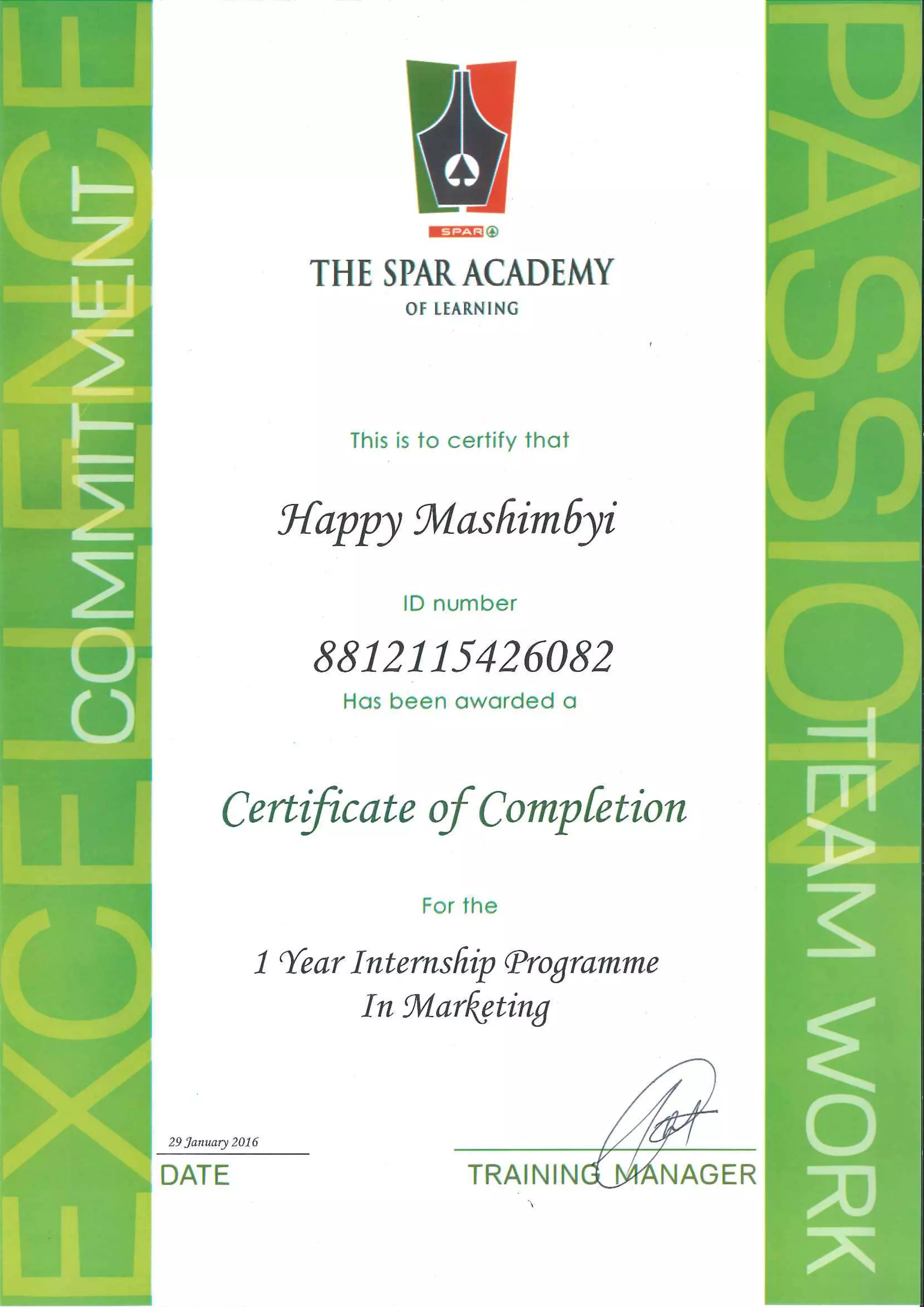 Sapr internship certificate | PDF