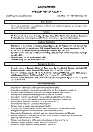 Resume-Upendra Pratap Raghav | DOC