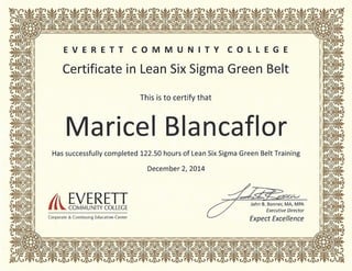 Certificate - Lean Six Sigma Green Belt | PDF