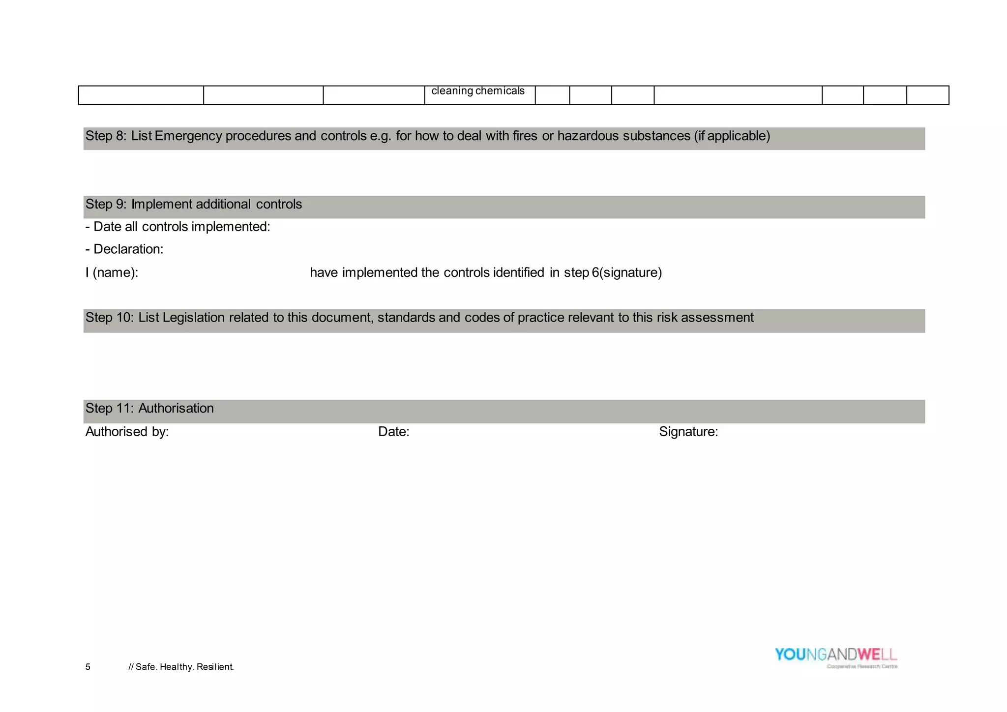 OHS Risk Assessment Form | DOCX