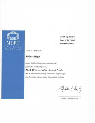 Awards MDRT TOT Membership Certificate | PDF