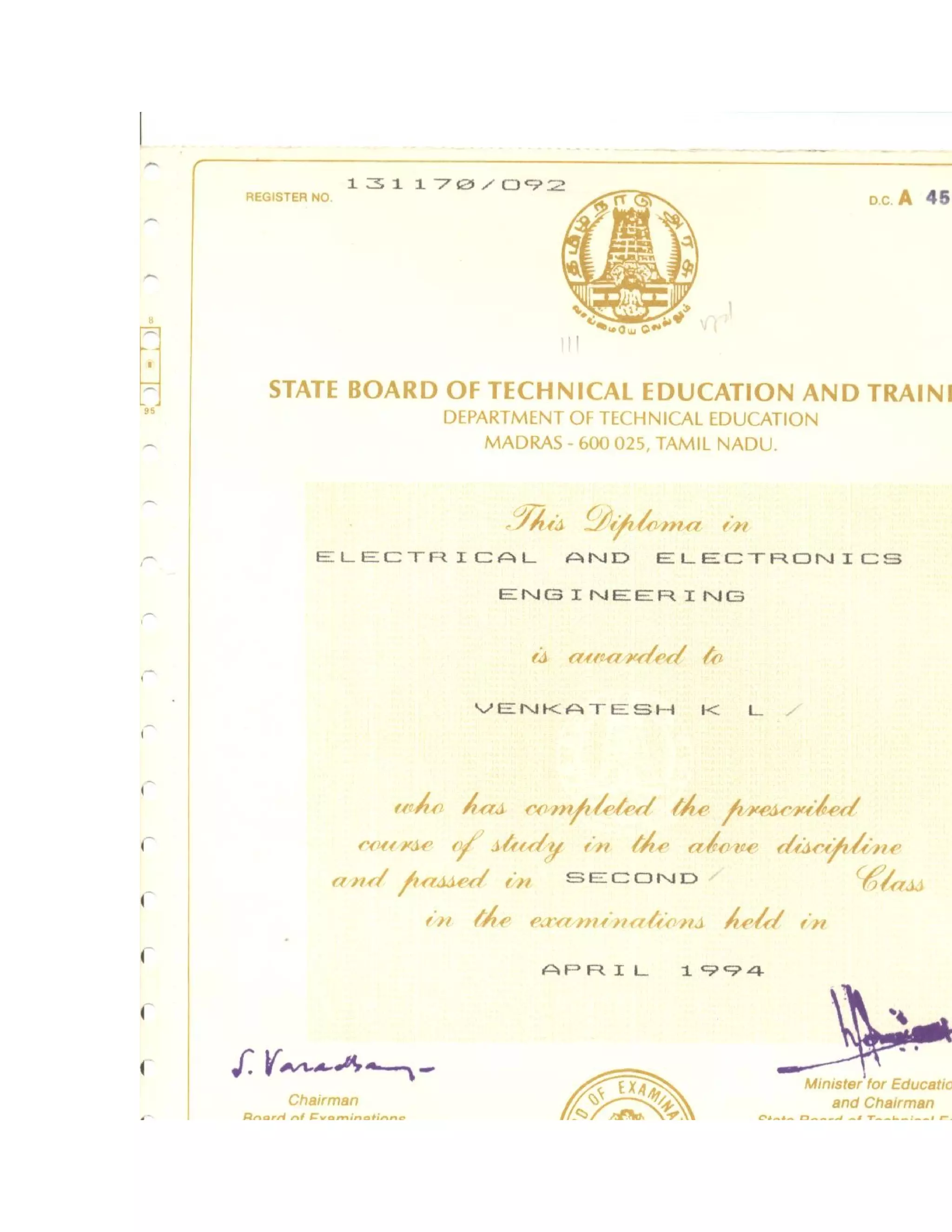 DEE certificate | DOC