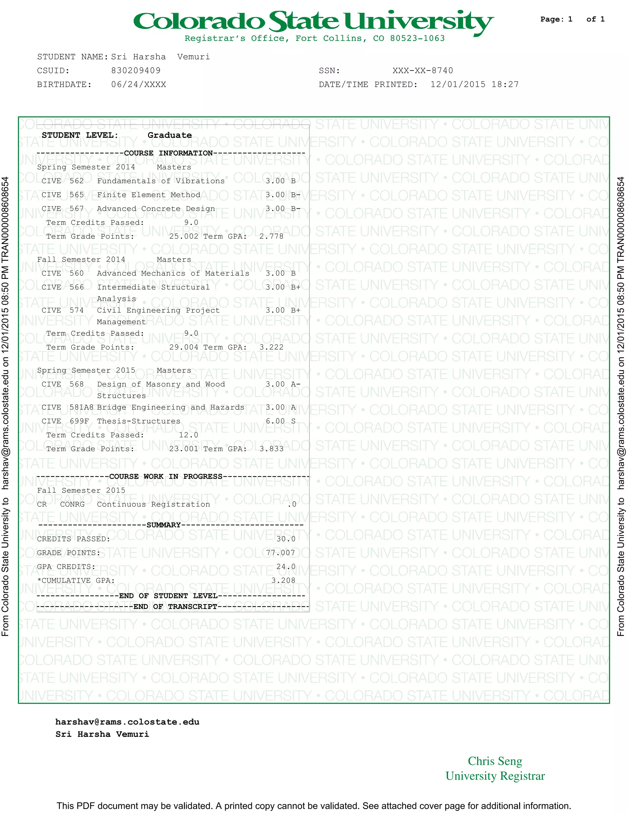 CSU transcript | PDF