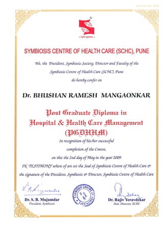 P.G.D.H.H.M CERTIFICATE | PDF