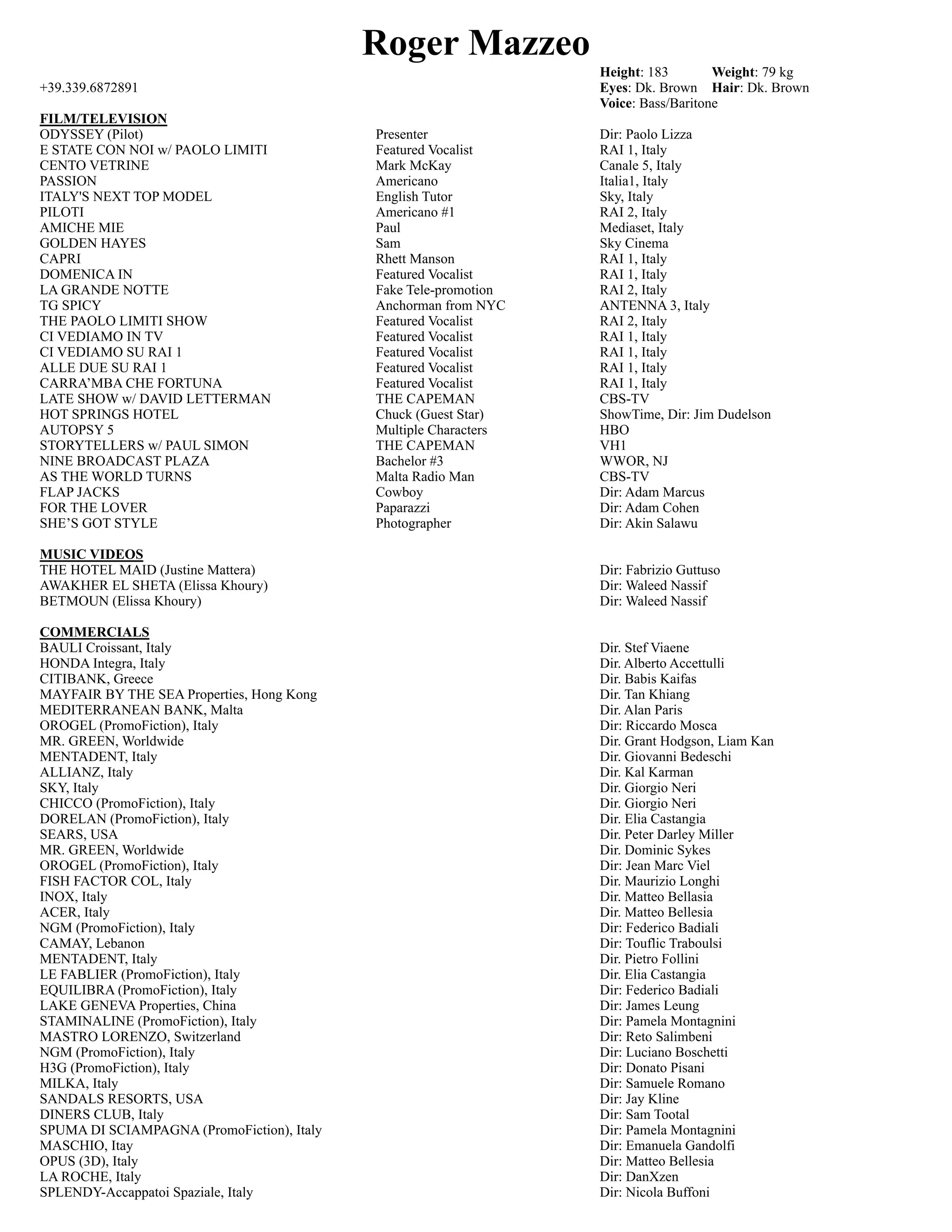 Roger Mazzeo Resume (with Spots) | PDF