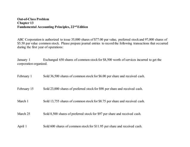 ACC 201 Ch 13 Problem (LinkedIn) | PPT