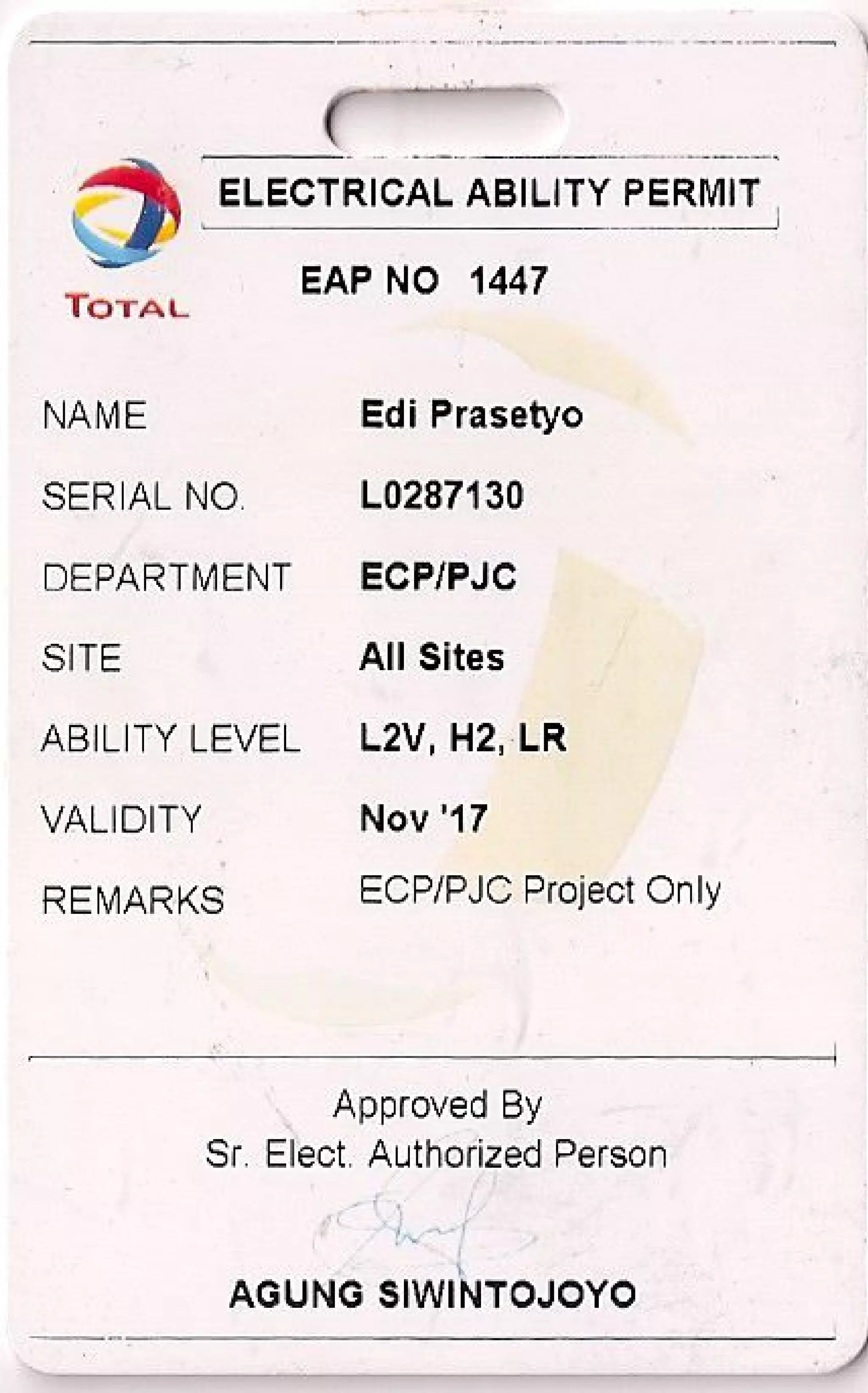 Electrical Ability Permit Badge | PDF