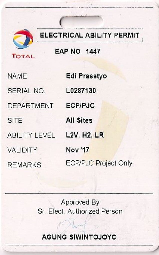 Electrical Ability Permit Badge | PDF