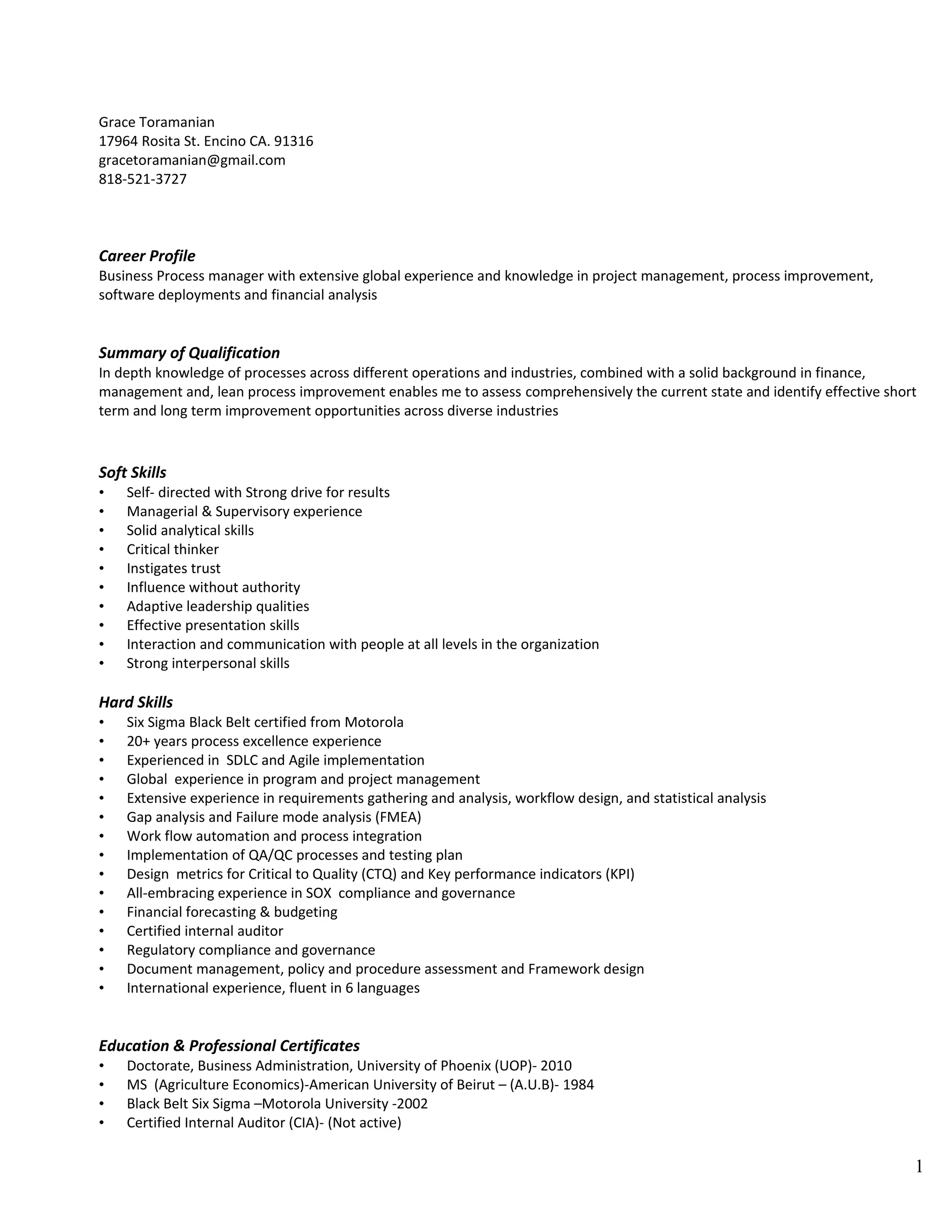 gracetoramanian-resume 012517 | DOC