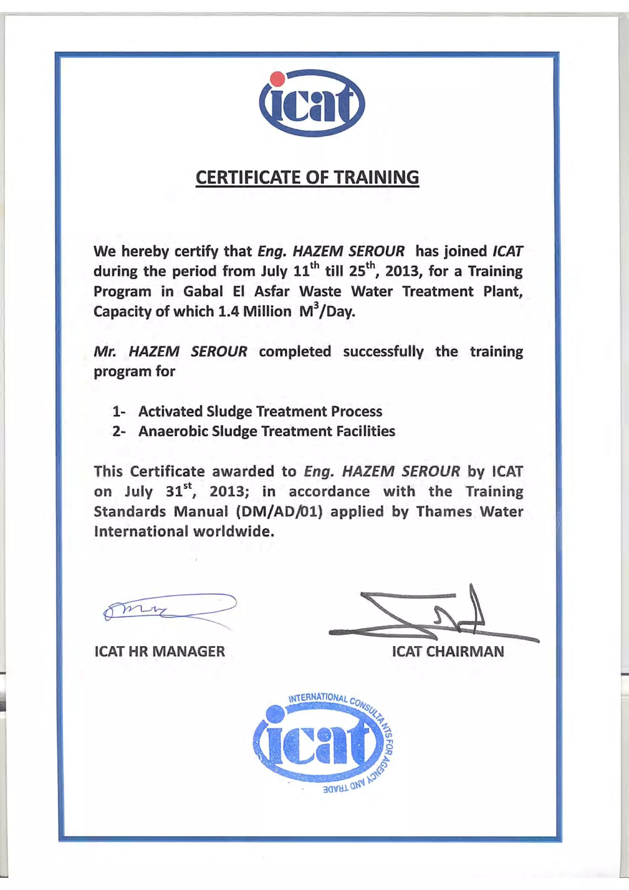 Hazem Serour Certificate | PDF