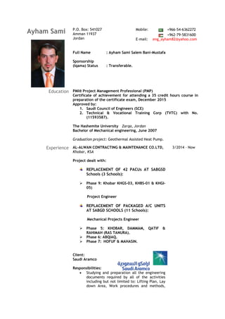 Eng. Ayham Sami C.V. Feb 2016 AIO | PDF