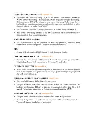 Richard Bronson Full Resume 2015 | DOC