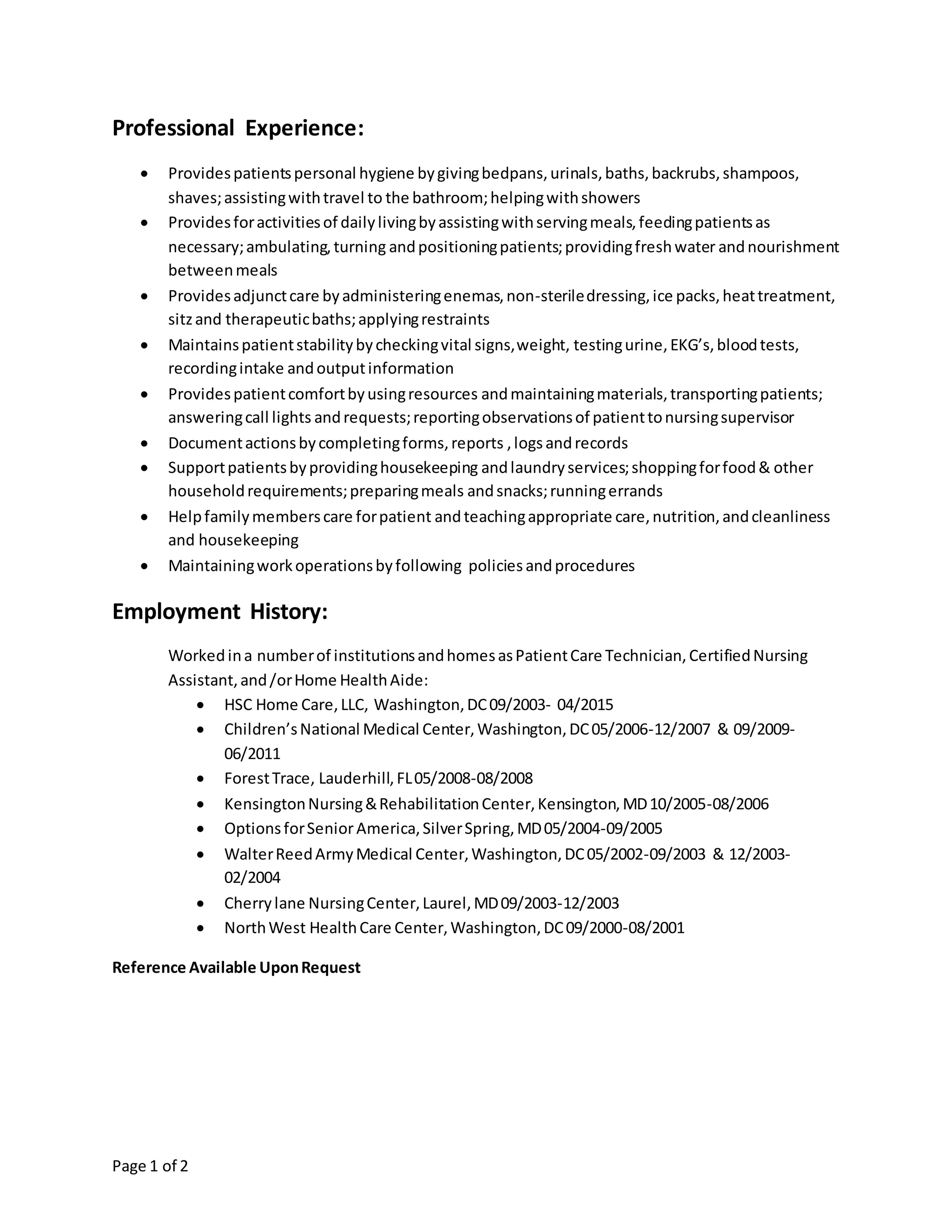 Healthcare Resume-Claudette Cox 1 | DOCX