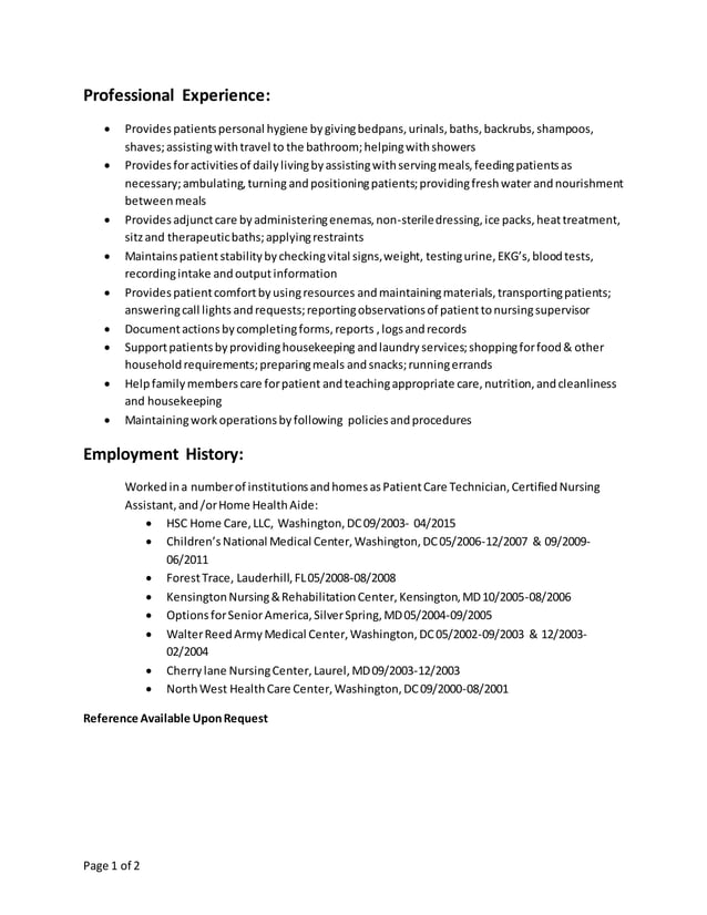 Healthcare Resume-Claudette Cox 1 | DOCX