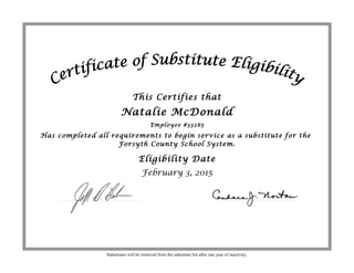 McDonald Sub Certificate | DOC