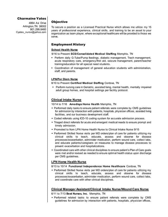 Charmaine Yates Resume | PDF
