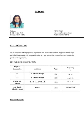 RESUME-NEETA-MANE | DOCX