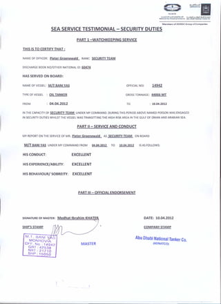 SECURITY TEAM SEA SERVICE TESTIMONIAL | PDF