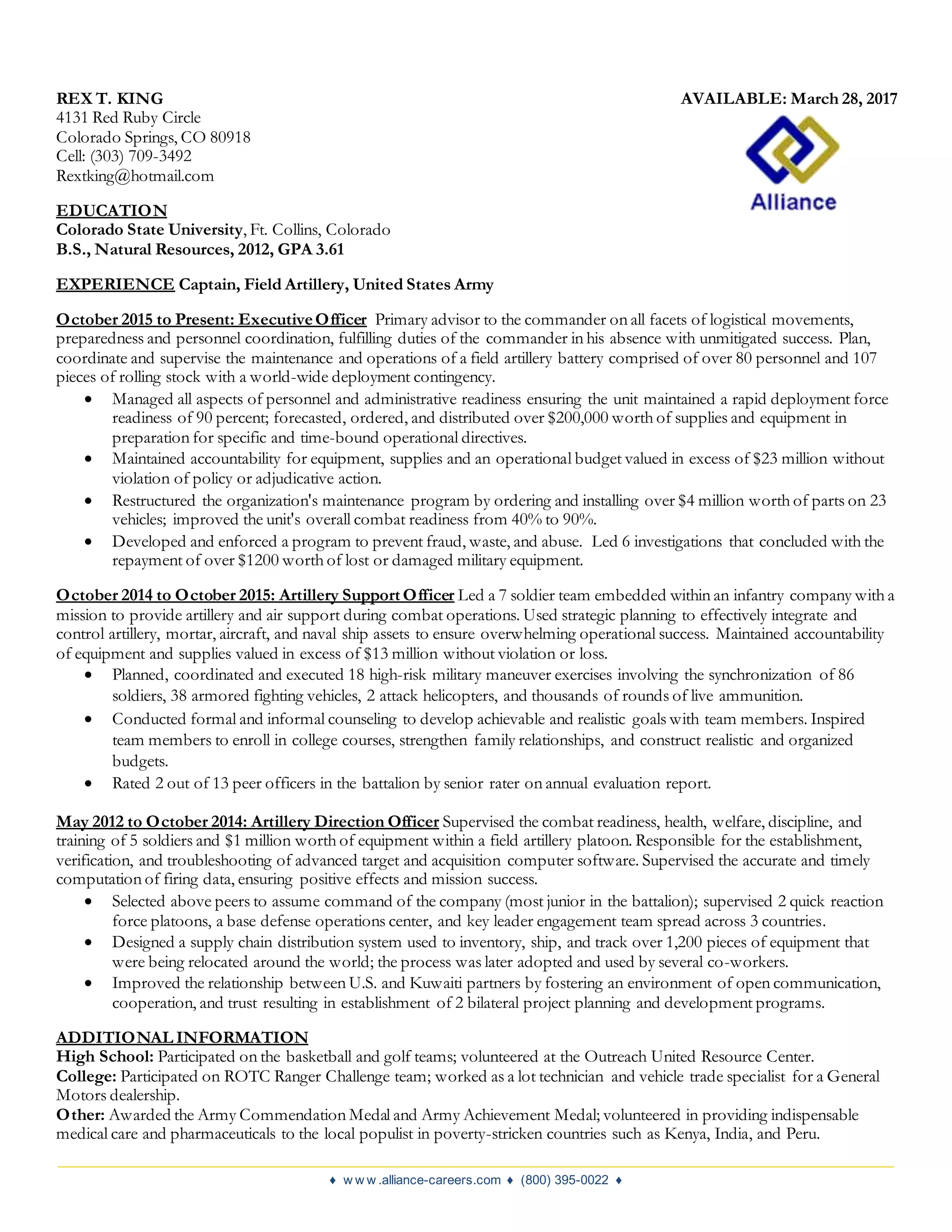 Rex King Resume | DOCX
