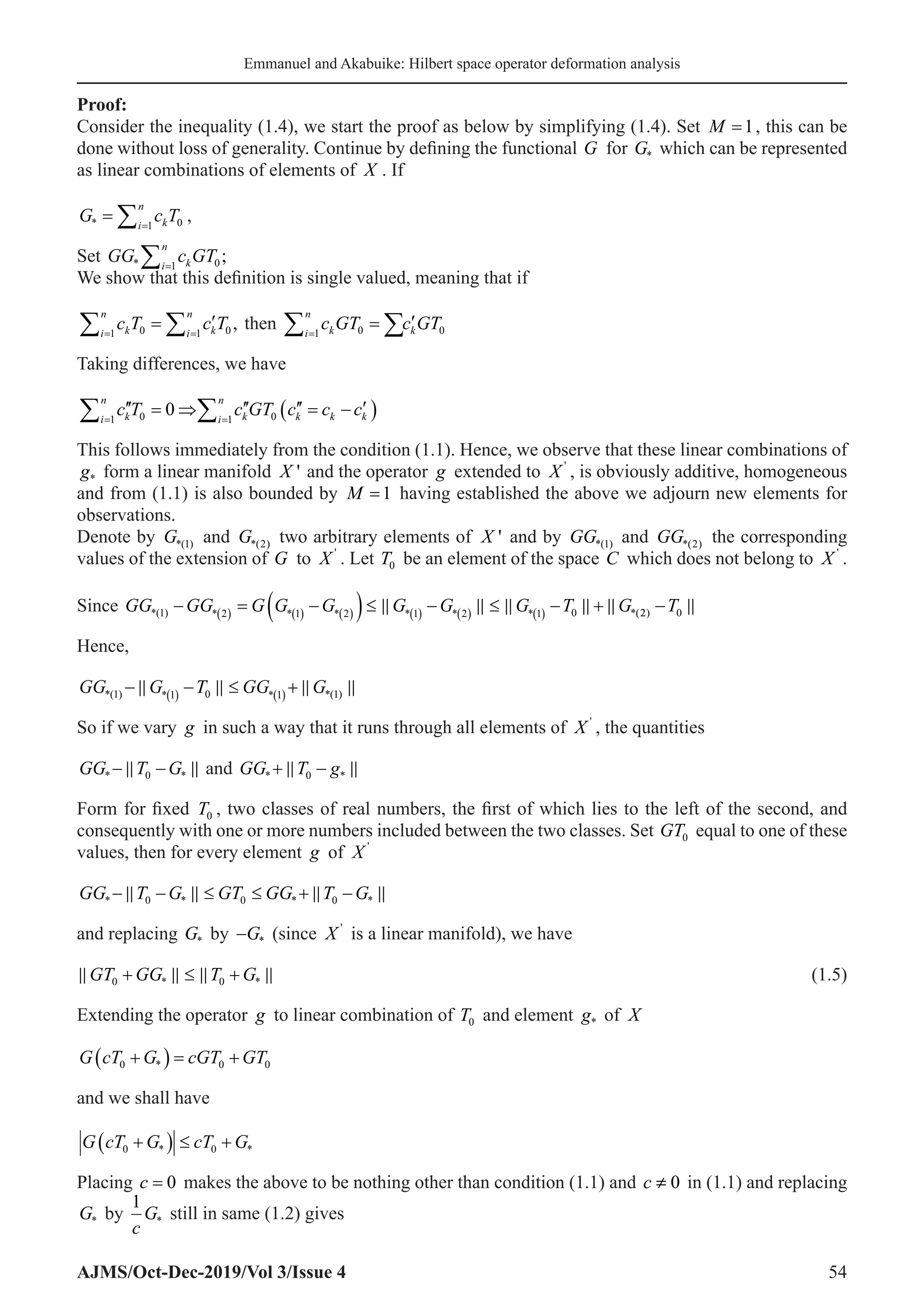 On Hilbert Space Operator Deformation Analysis In Application To Some