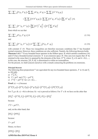 On Hilbert Space Operator Deformation Analysis in Application to Some ...