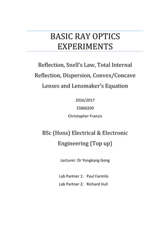 NG3D902 - Basic Ray Optics Experiments - 2016 | PDF