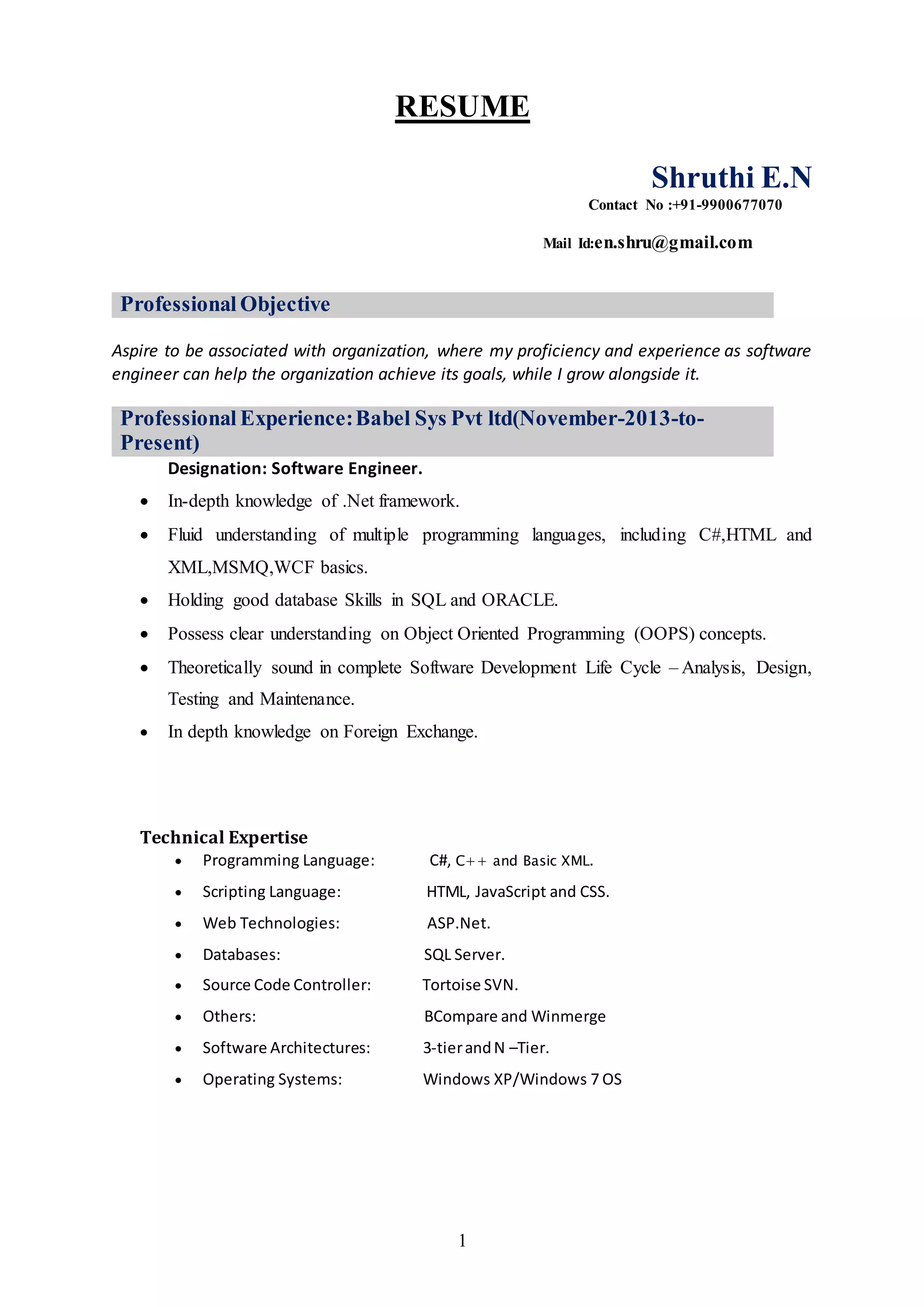 Shruthi_Resume-2.7 Years Experience | DOCX