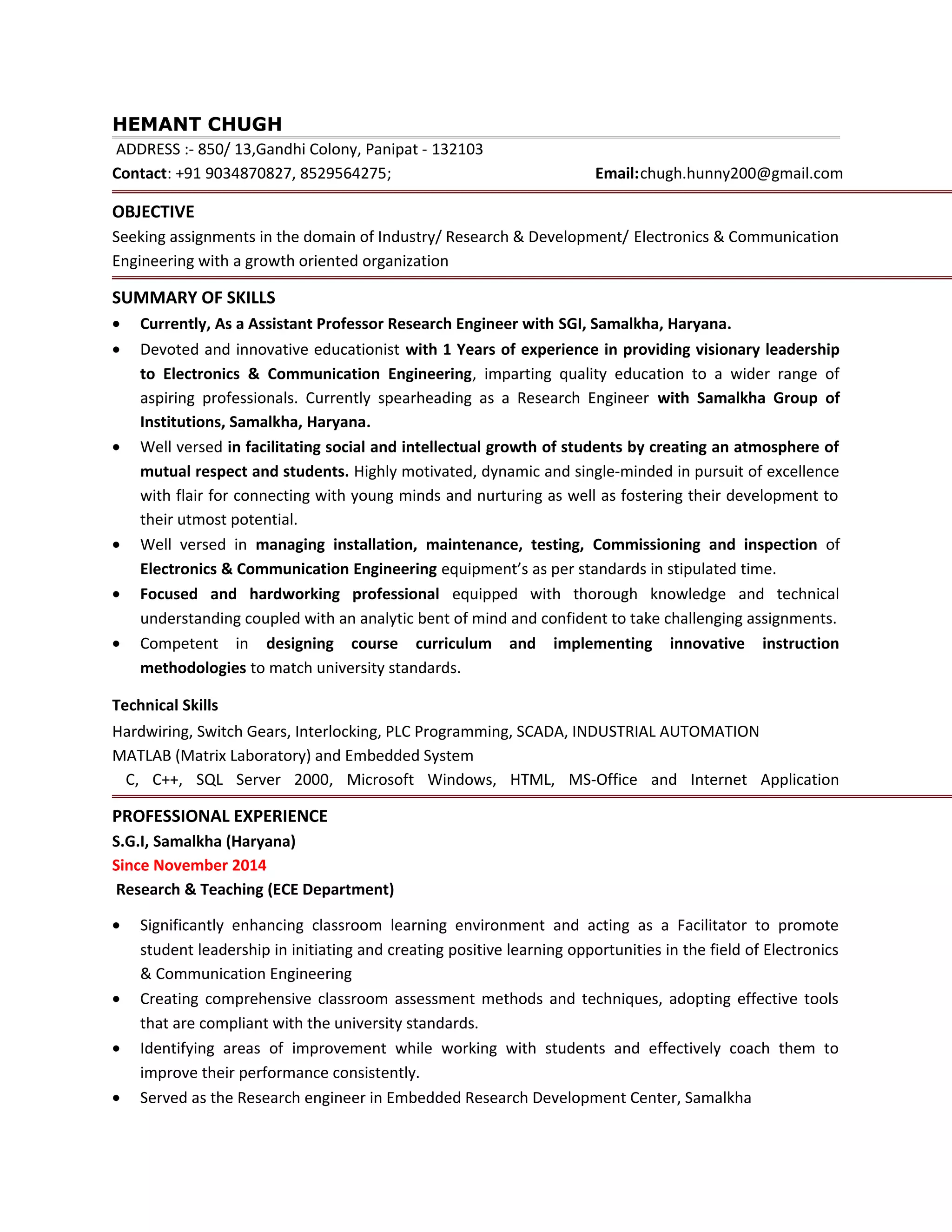 Hemant resume | DOC