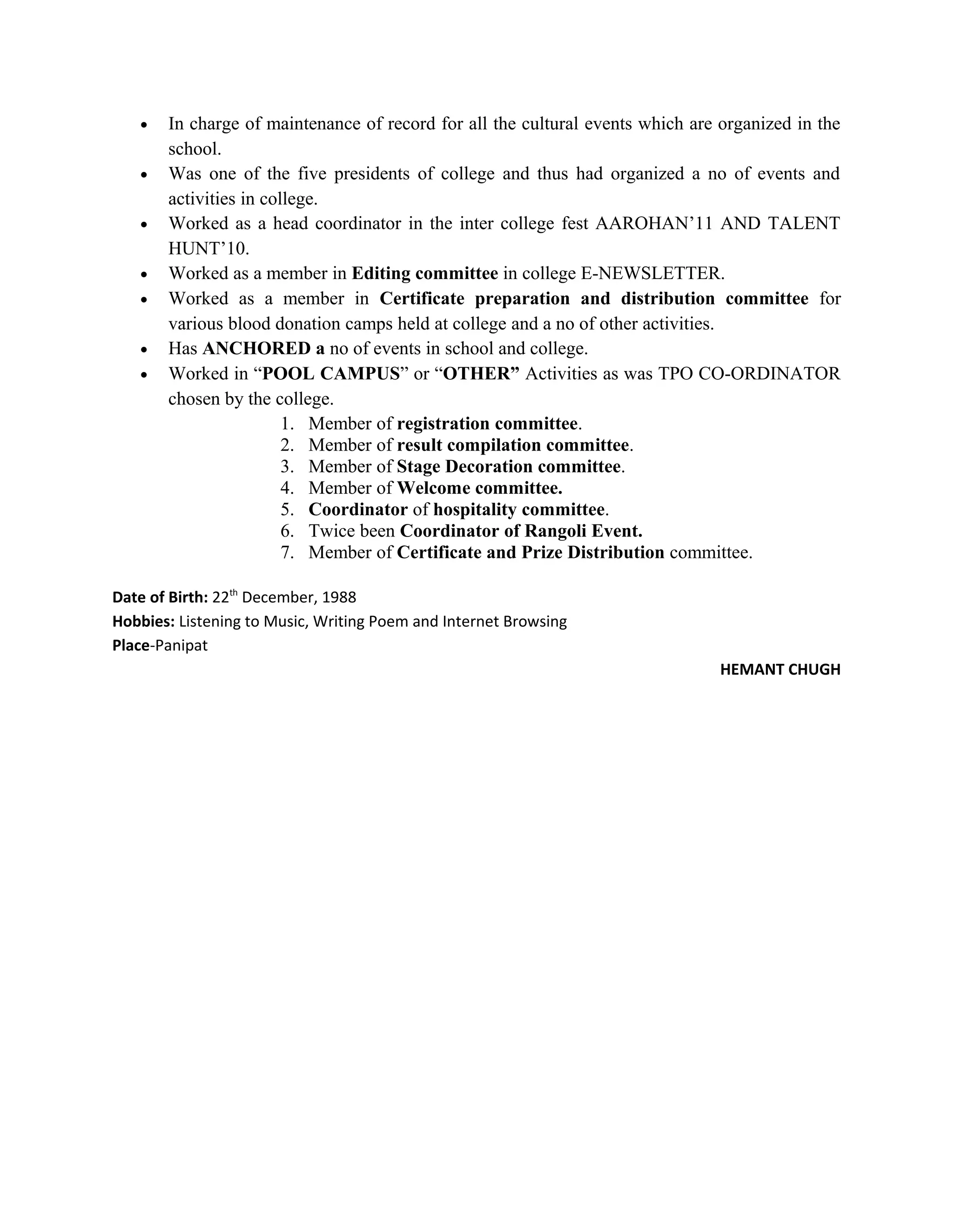 Hemant resume | DOC