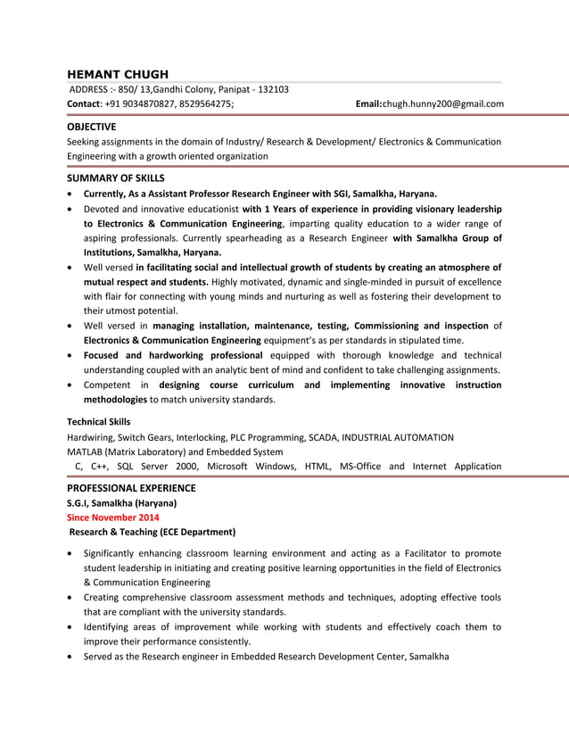 Hemant resume | DOC