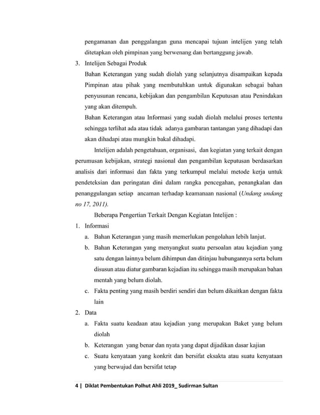 07 bahan ajar dasar dasar intelijen polhut 01 | PDF