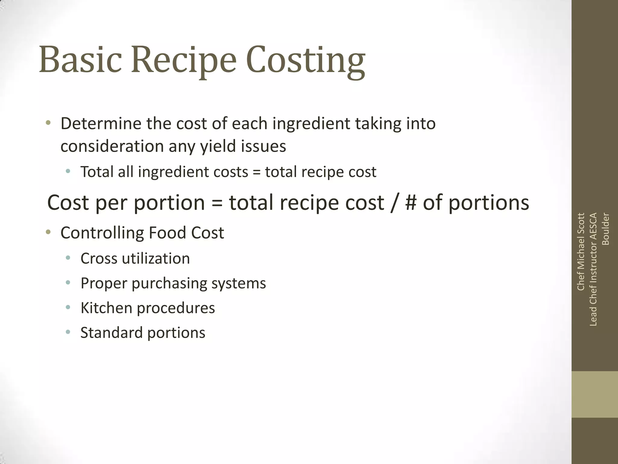 07 basic food costing | PPTX