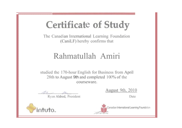Certificate of Study | PPT