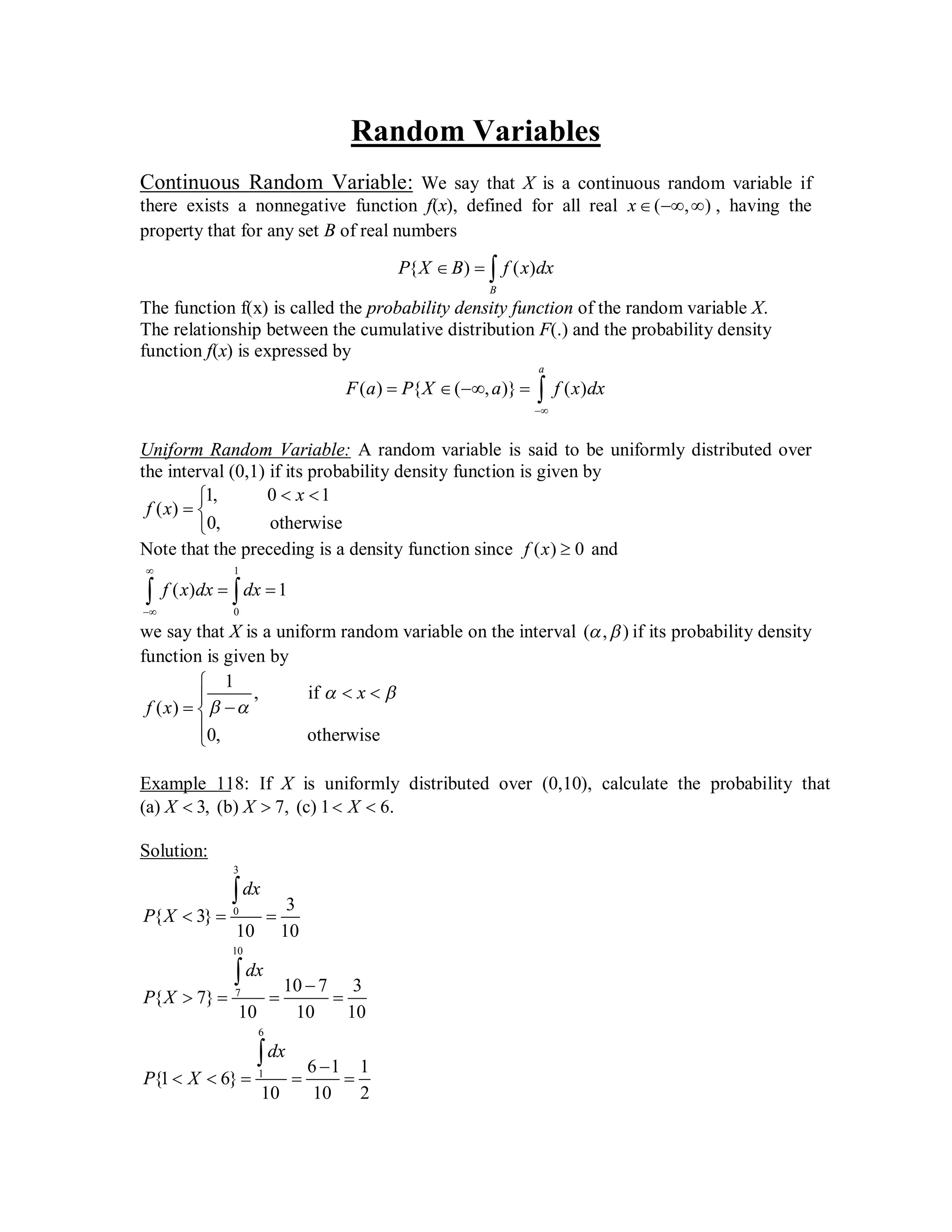 Random variables | PDF