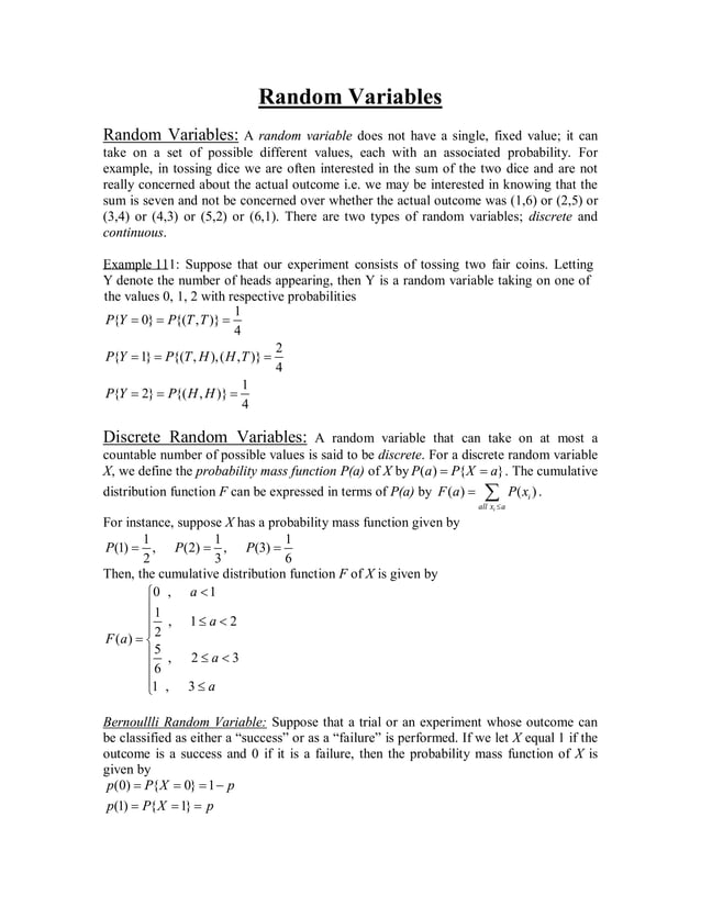 Random variables | PDF
