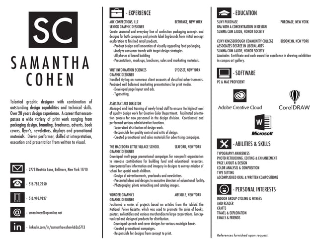 SAMANTHA COHEN RESUME GRAPHIC DESIGN | PPT