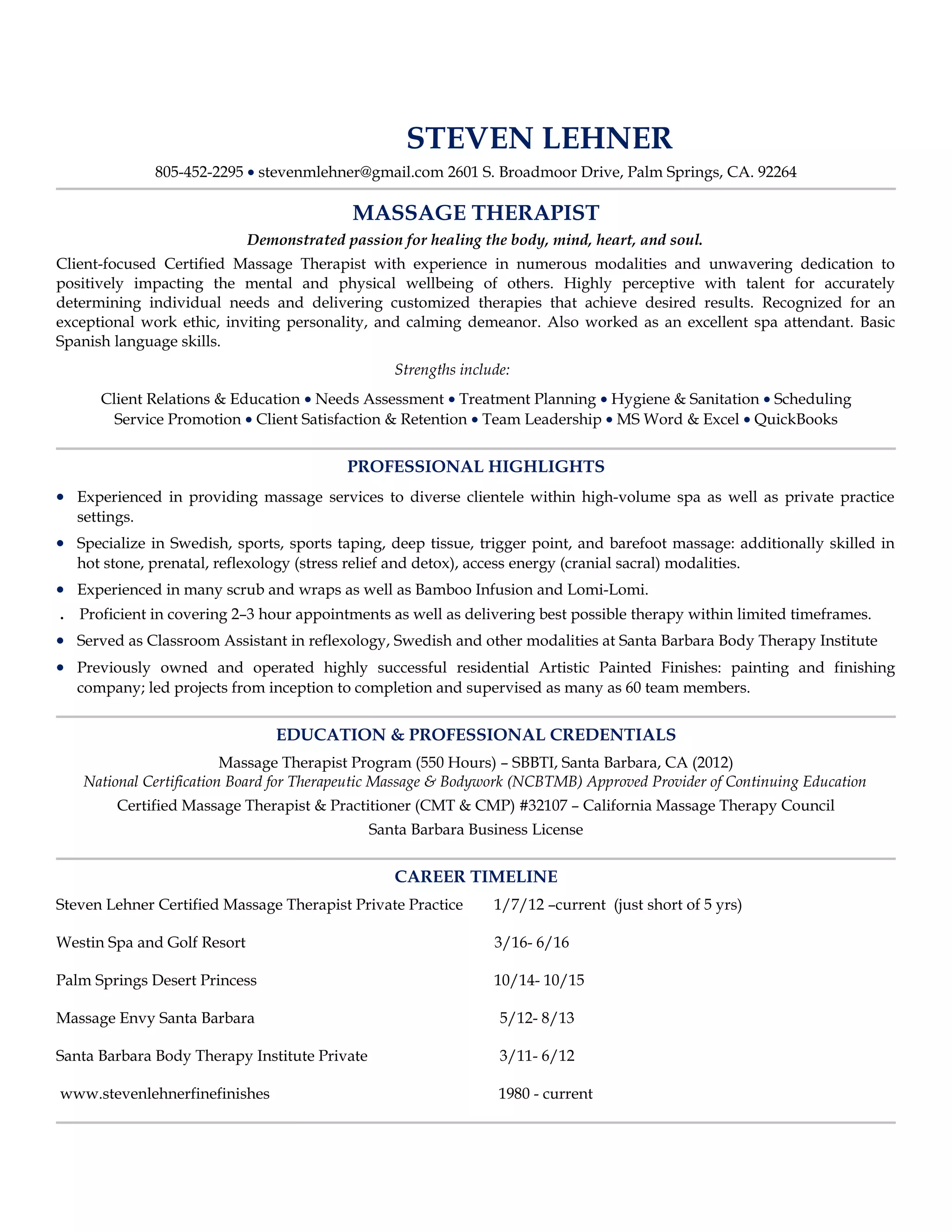 Lehner, Steven resume | DOC