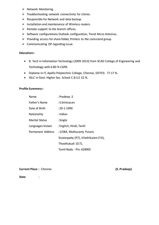 pradeep Network Engineer resume | DOCX