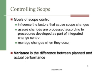 Project Management Institute PMBOK Project Scope Management | PPTX