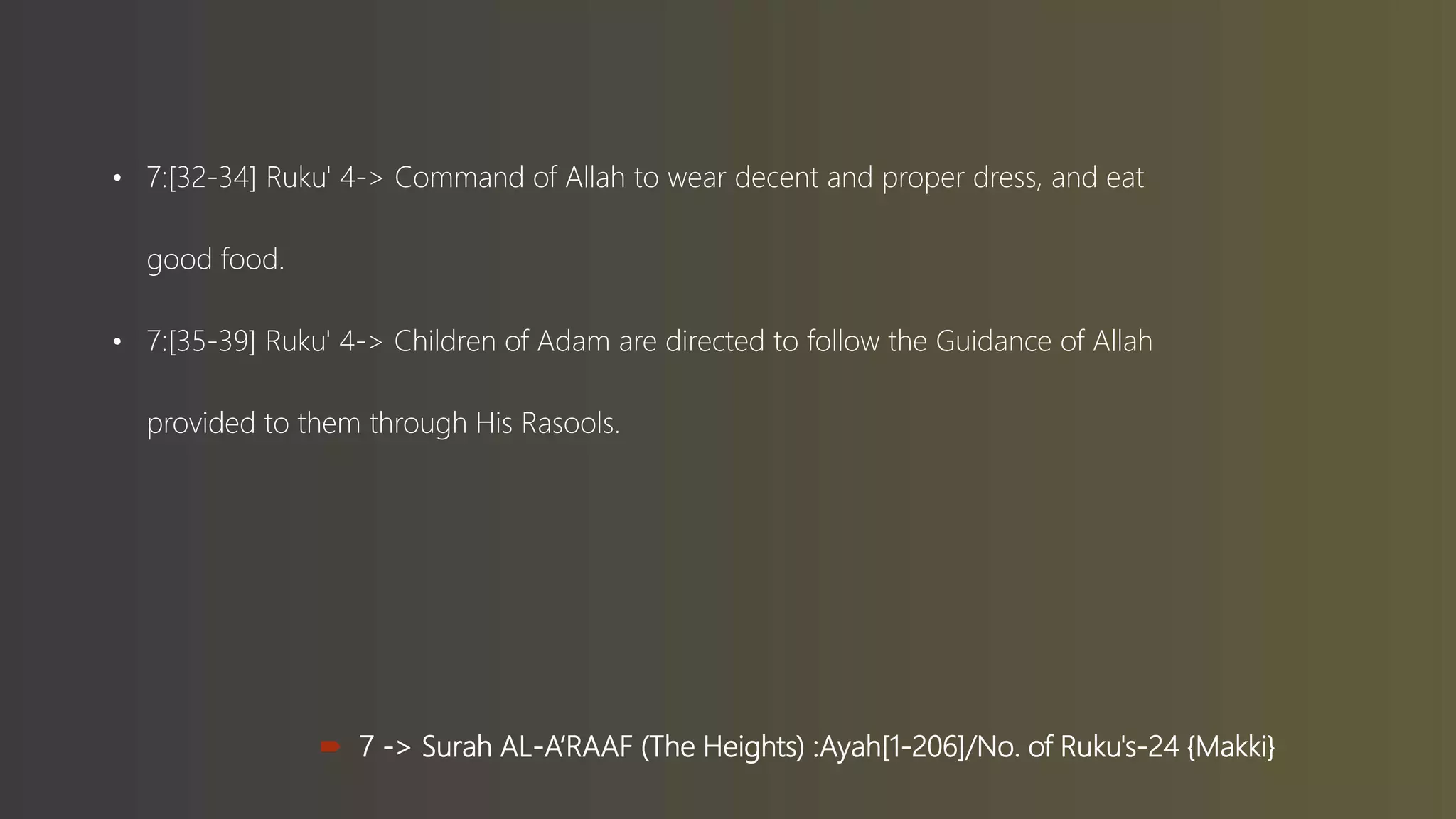 07 contents of surah al a'raaf | PPTX