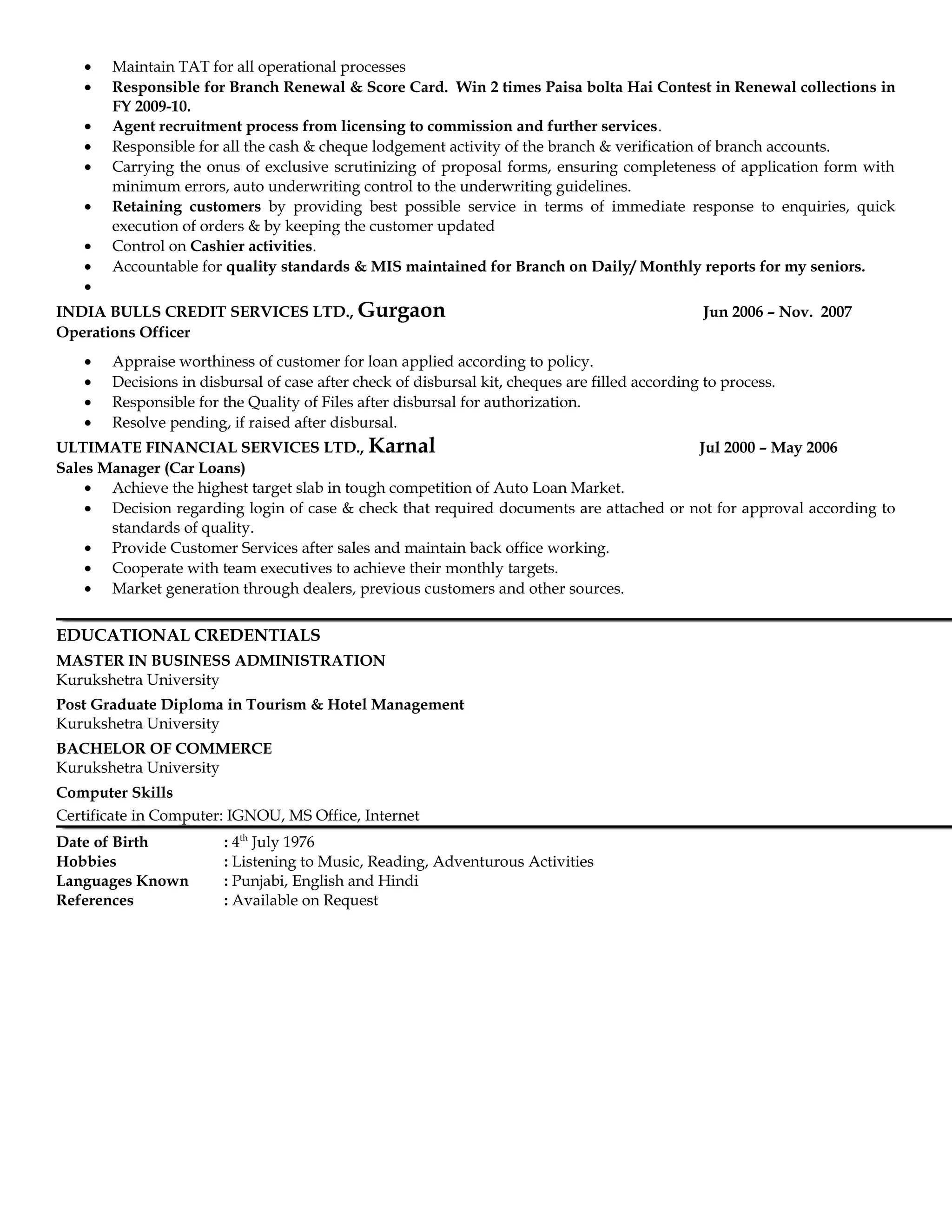 Vikas Bhalla C.V | DOC