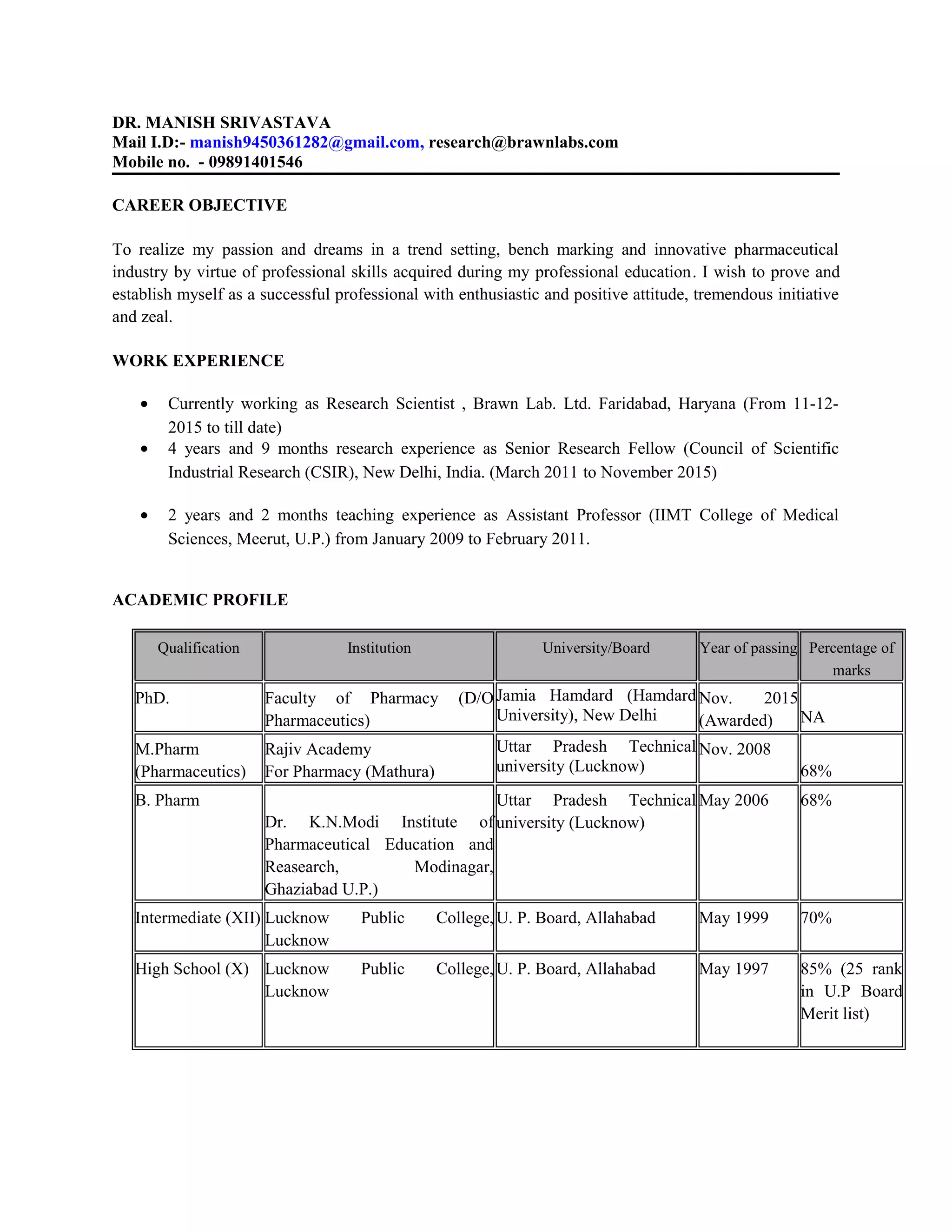 resume manish.docxunew | DOC