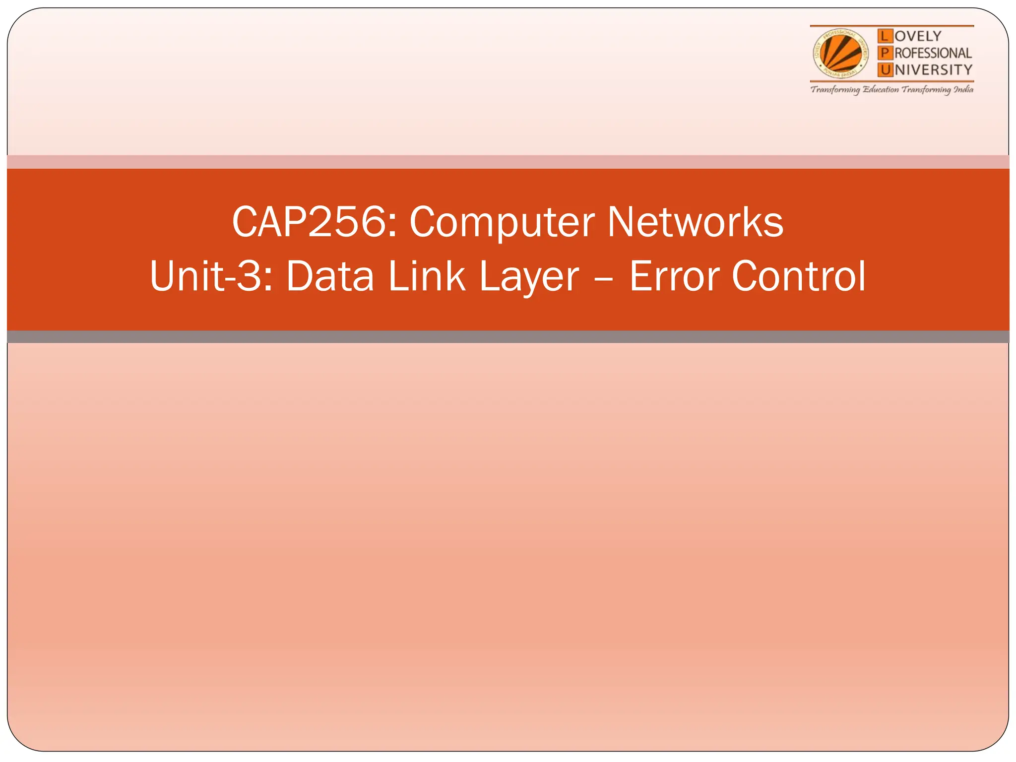 07 Data Link LayerError Control.pdf | Programming Languages | Computing