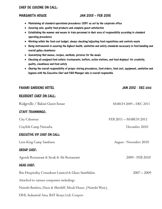 Raymond Curriculum Vitae | PDF | Cooking | Food & Drink